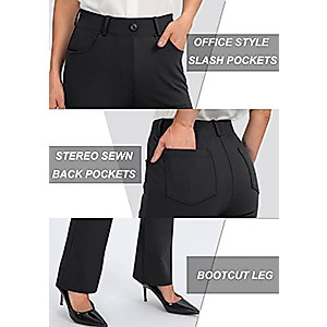 Rammus 28"/30"/32"/34" Women's Yoga Dress Pants Stretch Work Business Casual Slacks for Women Bootcut Office Trousers with 4 Pockets Black