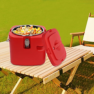 Silencear Insulated Soup Carrier Coolers, 2.5 Gallon Commercial Food Warmer Box Large Insulation Barrel Cooler Electric Food Warmer for Restaurant, Canteen, Home, Red