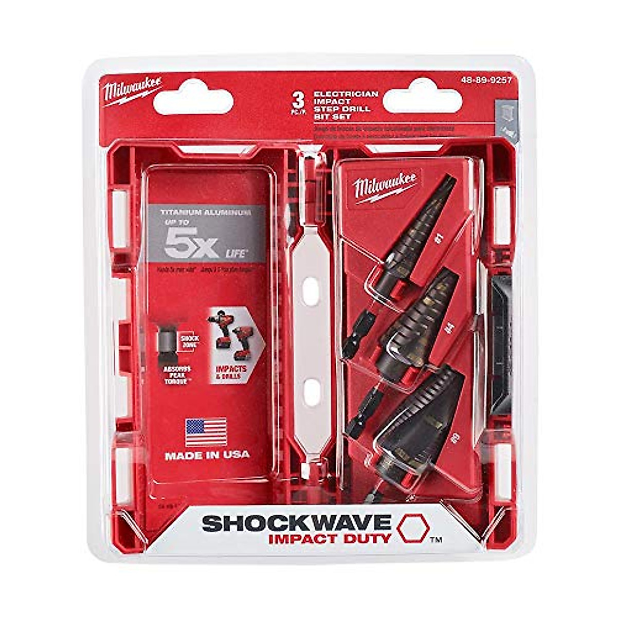 Milwaukee 48-89-9257 Shockwave Impact Duty Step Bit Electrician Set (#1, 4, 9)
