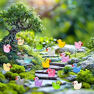 GWAHSA 240pcs Luminous Mini Resin Ducks, Tiny Duck Bulk Glow in The Dark Small Plastic Miniature Ducks Figures for Dollhouse Decor Micro Garden Home Landscape Aquarium Craft Gifts Party Favors Toys
