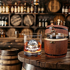 LIGHTEN LIFE 50th Birthday Gifts for Men,1974 Whiskey Glass Set in Barrel Box,50 Years Old Gifts,50th Birthday Gift Ideas,1974 Birthday Gifts for Dad Husband,50th Birthday Decorations for Men