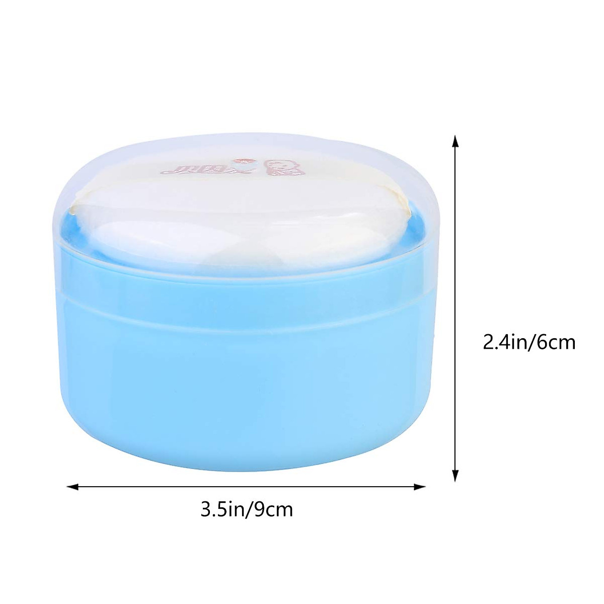 LEORX 1 Set Baby After-Bath Puff Box Portable Empty Body Powder Container Dispenser Case with Sifter and Powder Puffs for Home Travel Use (Blue)