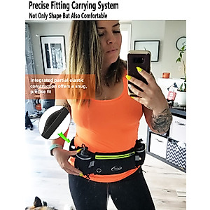 AiRunTech Running Belt with Water Bottles No Bounce Hydration Belts Can be Cut to Size Design Strap for Runners(2 * 6 OZ bottles)