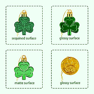 Bunny Chorus 48pcs St Patricks Day Decorations Shamrock Ornaments and Gold Coins for Tree, Good Luck Clover Coins Hanging Decorations for Home School Office Irish Festival Party Supplies, 4 Style