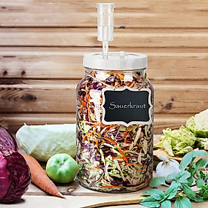 2 Pack 1 Gallon Large Fermentation Jars with 3 Airlocks and 2 SCREW Lids(100% Airtight Heavy Duty Lid w Silicone) - Wide Mouth Glass Jars w Scale Mark - Pickle Jars for Sauerkraut, Sourdough Starter