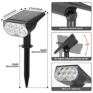 sunchai Super Bright Solar Spot Warm Light - Solar Spotlight Outdoor - for Outside Security Visibility and Landscape Yard Lightning (2 Pack)