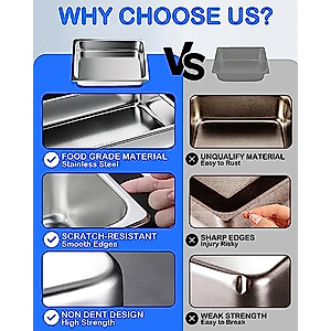 WantJoin 1/2 Half Size Steam Table Pans, 6-Pack 2.5 Inch Deep Restaurant Steam Table Pans Commercial, Hotel Pan Made of 201 Gauge Stainless Steel