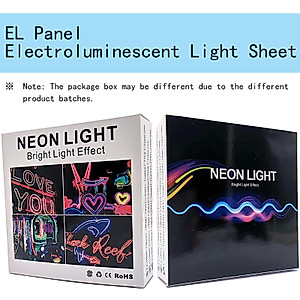 YnGia Glowing LED Eyes Cuttable 2PCS 12 * 5cm EL Panel Electroluminescent Light Sheet Decorations Light Lamp Sheet Neon Sheet with Battery Inverter (White)