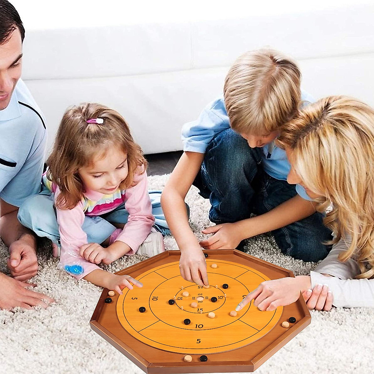 Crokinole and Checkers, 27-Inch Classic Crokinole Board Game with 22" Playing Surface, Canadian Heritage Tabletop Game for Two Players, Dexterity Krokinole Games Great for Families and Friends
