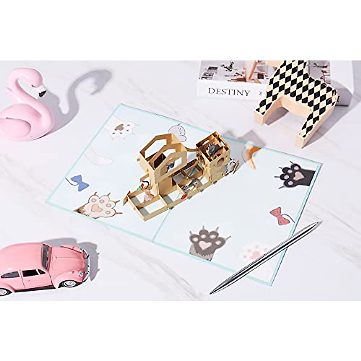 Liif Funny Cats Tree 3D Greeting Pop Up Card - Cat Birthday Card, Just Because, Thinking of You, Retirement, Thank you, Anniversary, Cute, Kitty | Large Size 8 x 6 inch | Cat Lover Gift