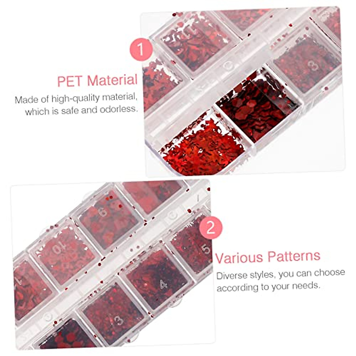 Beavorty 3 Boxes Heart Shaped Nail Art Jewelry Flash Suit Glitter Nail Polish Set Star Decor Valentines Nail Art Stickers Love Nail Charm Valentines Day Nail Glitters Nail Glitter Sequins