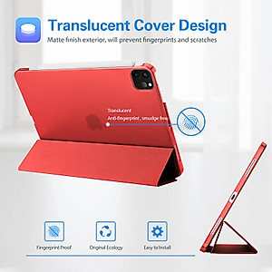 ProCase Smart Case for iPad Pro 12.9 2022/2021/2020/2018, Slim Stand Hard Back Shell Smart Cover for iPad Pro 12.9" 6th Gen/5th Gen/4th Gen/3rd Gen -Red