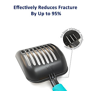 WePet Cat Litter Scoop, Non-Stick Plated Aluminum Alloy Sifter, Kitty Durable Metal Scooper, Deep Shovel, Long Handle, Kitten Pooper Lifter, Size Medium, Coated Black Body with Turkish Blue Handle