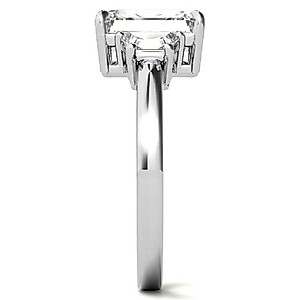 10K Solid White Gold Handmade Engagement Rings, 3 CT Emerald Cut Moissanite Diamond Solitaire Wedding/Bridal Rings for Women/Her, Minimalist Ring Anniversary Ring Gifts (11)