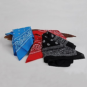 BSLINO Bandanas 24pcs 22 X 22 Inch 100% Cotton Bandana Novelty Double Sided Print Paisley Cowboy Bandana Party Favor Scarf Headband Handkerchiefs Two Dozen