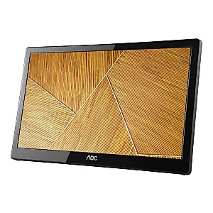 AOC e1659Fwu 15.6-Inch Ultra Slim 1366x768 Res 200 cd/m2 Brightness USB 3.0-Powered Portable LED Monitor w/ Case Black