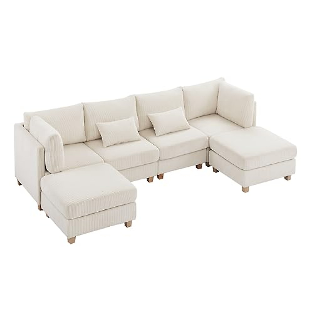 Eafurn Free Combination Reversible Modular Sectional Couch with Movable Ottoman Sets, Modern Corduroy Upholstered Convertible Sleeper Sofa Bed, Deep Seat Leisure Lounge Sofabed for Living Room Office