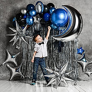 MIAHART 50 Pcs Silver Starburst Cone Mylar Balloons 26 inch Silver Foil Star Balloons Metallic Large Silver Point Star Balloons for Birthday Wedding Christmas Baby Shower Party Supplies