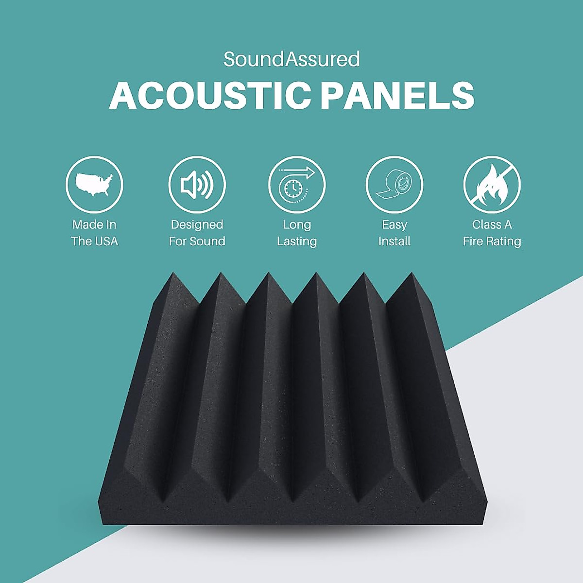 Professional Acoustic Foam Panels - Wedge Style 12x12x2” Tiles - 4 Pack - Studio Foam for Sound Dampening - Soundproofing Foam for Walls and Ceilings (Charcoal Color)
