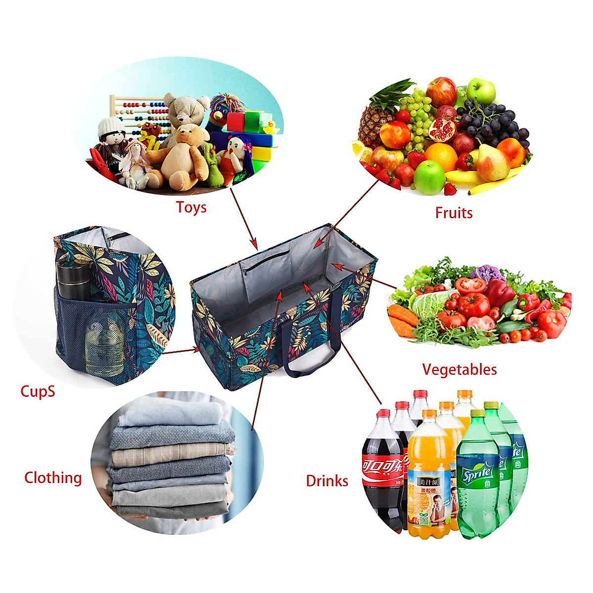 YELAIYEHAO 2 Large Utility Tote Bag, Foldable Collapsible Tote1 bag for Storage Pool Beach Shopping picnic laundry gym utility Luggage