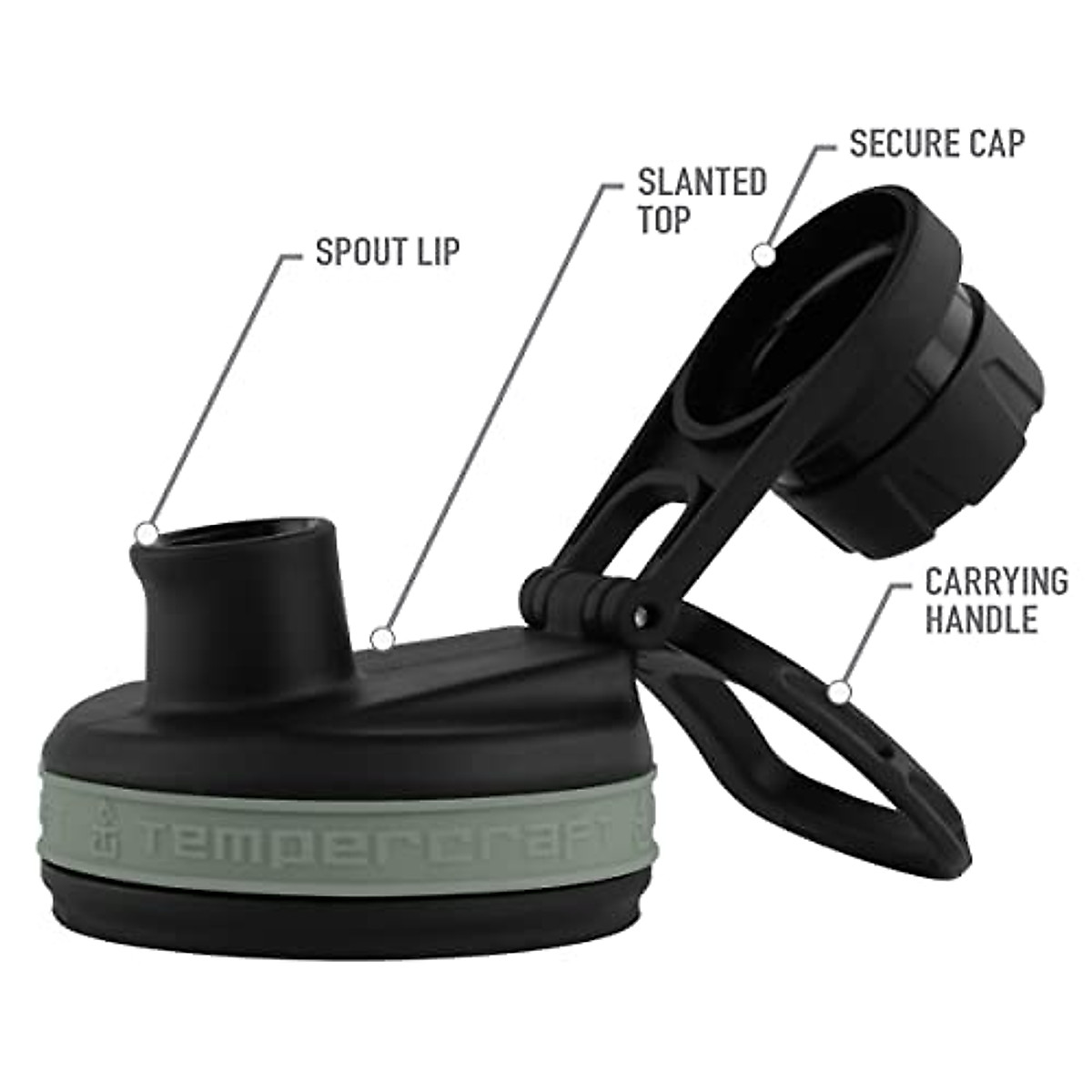 Tempercraft 32 oz Vacuum Insulated Sport Bottle | Custom Laser Engraved Options | Stainless Steel, Double-Walled, Wide Mouth (River - Blank)