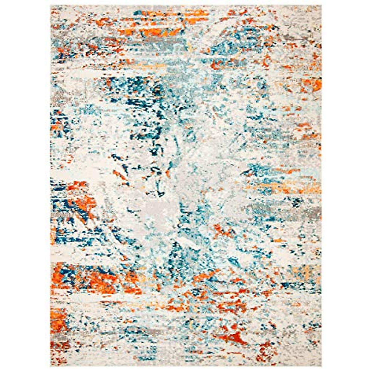 SAFAVIEH Madison Collection 9' x 12' Cream Orange MAD478B Modern Abstract Non-Shedding Living Room Bedroom Dining Home Office Area Rug
