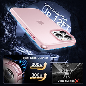 Alphex for iPhone 14 Pro Case with Air Padding, 12FT Military Grade Drop Protection, Silky & Non-Greasy Feel, Pocket Friendly, Thin Slim Phone Cover for Men Women 6.1 Inch - Pink 2nd