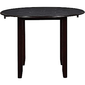 New Classic Furniture Gia Drop Leaf Dining Table with Two Chairs, 42", Ebony,EC-SOVKYDYFFO