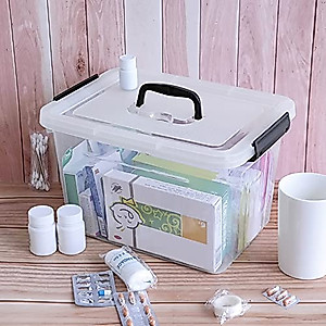 Cand 12 Quart Plastic Lidded Storage Bin with Black Handle, Latching Boxes Set of 1