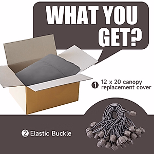 GOTRUTH Canopy Replacement Cover, Carport Replacement Canopy, 800D Oxford Waterproof & UV Protected Tarp with Ball Bungees (Frame is not Included) (Gray, 12x20)