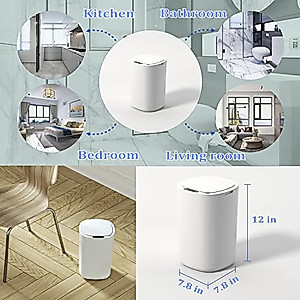 Bathroom Trash Can with Lid, Sapouni 3.2 Gallon Automatic Touchless Infrared Motion Sensor Trash Can Smart Kitchen Trash Can Round Bedroom Garbage Can for Home, Office (3.2 Gal, White)