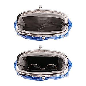 Naimo Glossy Leather Metallic Evening Bag Pleated Clutch Kiss Lock Purses Handbag Tote Crossbody Shoulder Bag