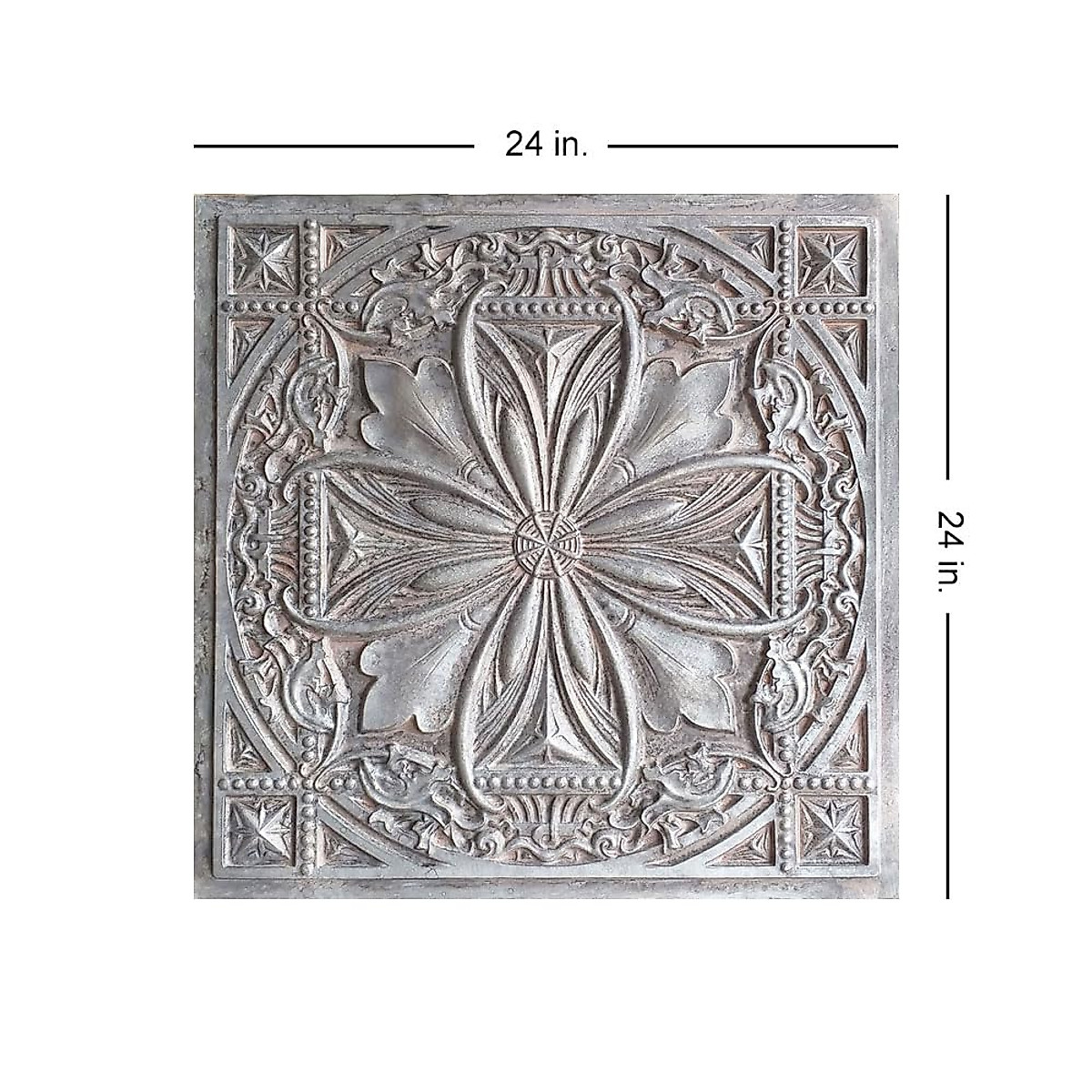 From Plain To Beautiful In Hours DCT10 Milan PVC 2' x 2' Lay-in or Glue-up Ceiling Tile (Covers / 40 sq.ft), Weathered Iron, 10 Piece