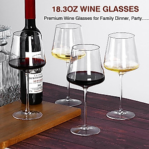Yaschmo Wine Glasses Set of 4- Hand Blown Crystal, 18 oz Modern Glasses with Tall Stem for Red White Wine, Great Gift Packaging for Daily Use,Unique Wedding Anniversary or Birthday Gift
