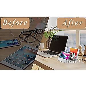 USB Charging Station - Charging Dock - 4-Port - Fast Charging Station for Multiple Devices - Docking Station - Smart Charging Station Dock - Multi Charging Station for Cell Phones and Tablets