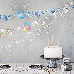 Transparent Bubble Garlands Mermaid Party Decoration Colored Blue Flat Cutouts Hanging Streamer for Birthday Baptism Wedding Ocean Wall Decal Baby Shower Under Sea Festal Kid Room Photo Props (Mix)