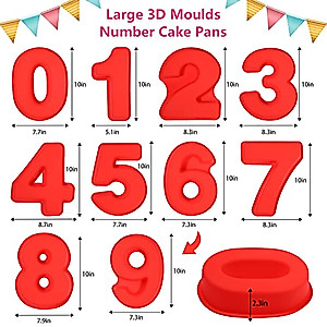 Yhywcy Number Cake Pan 10 Inch Large Silicone Number Cake Pans Baking Number Cake Molds for Birthday Wedding Anniversary Graduation(Number 5)