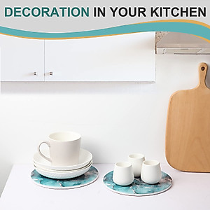 Onntec Ceramic Trivets for Hot Dishes, Kitchen Accessories for Table,Heat Resistant Decor Mat with Marble Style,Round 7.8 Inch Set of 2 (Green)