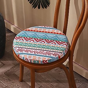ZIBENE 14 Inch Round Chair Cushions Non Skid, Round Bistro Chair Cushion Washable, 4.5cm Thick Memory Foam Bar Stool Chair Cushion Non Slip Round Seat Cushions for Metal Kitchen Chairs