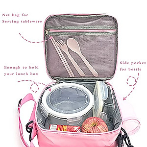 Girls Lunch Box,Insulated Rainbow Tote Bag,Lunch Bag for Kids,Rainbow Lunch Box for Girls School Picnic Travel Outdoor,Pink