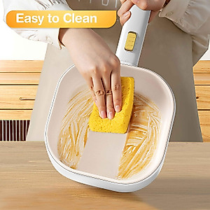 Dezin Electric Hot Pot, 2L Non-Stick Ceramic Coating Ramen Cooker, Multifunction Hot Pot for Ramen, Soup & Oatmeal, Portable Pot with Power Control for Dorm, Office, Travel (Silicone Spatula Included)