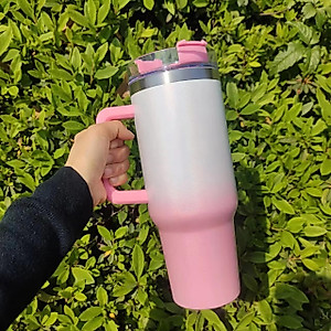 Icesip 40oz Sublimation Tumbler Blank, 20 Pack Sublimation Tumbler with Handle and Straw, Double Wall Vacuum Gradient Tumbler with Handle Blanks Stainless Steel for Heat Transfer Machine Printing