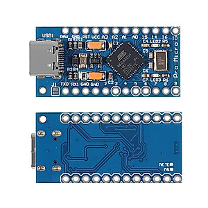 AITRIP 2PCS Pro Micro ATmega32U4 5V 16MHz Type-C Development Module Board with 2 Row pin Header Compatible arduino Leonardo Replace ATmega328 Pro Mini