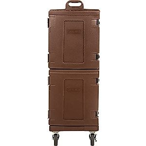 Carlisle FoodService Products Cateraide Plastic Insulated Dual Capacity Food Pan Carrier With Dolly, 10 Pan Capacity, 50 Inches, Brown