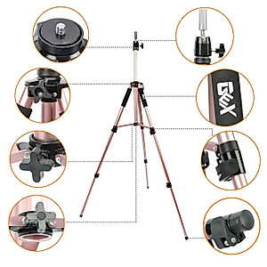 GEX 63" Heavy Duty Mannequin Tripod Stand Wig Stand for Wig Mannequin Head Training Doll Manikin Head for Cosmetology Hairdressing with Travel Bag (Rose Gold(Version 2.0))