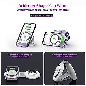 UCOMX Nano Mini Magnetic 2 in 1 Wireless Charger,Traveler Wireless Folding Charging Station,Compatible for iPhone 12/13/14/15 Pro Max,AirPods Pro,iWatch Ultra,Travel Charger for Multple Devices