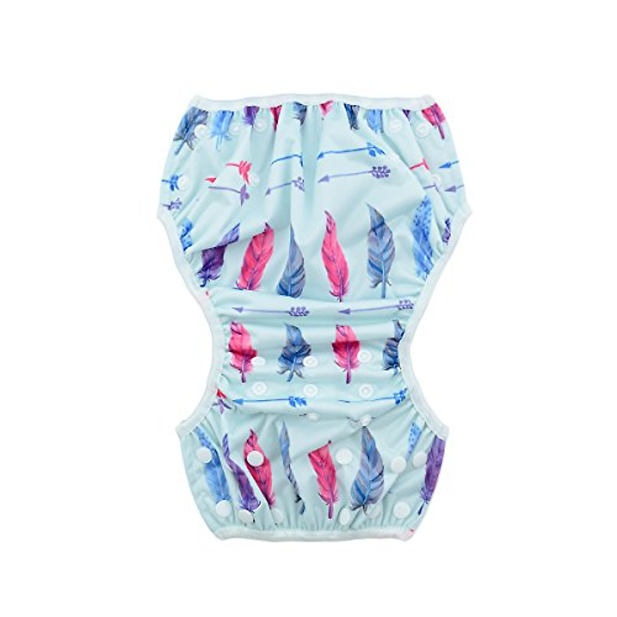 Babygoal Baby Swim Underwear for Swim lesson, Reuseable Washable Adjustable Swiming Diapers Girl color SW20, one size( 0-2 years), Feather