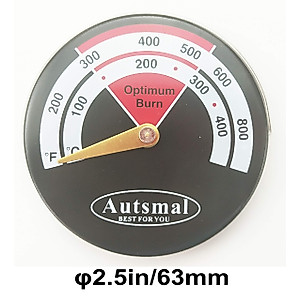 Thermometers Wood Stove Thermometers,Stove Meter Thermometers for Wood Burning Stoves Top,Flues,Stovepipe Thermometer Measures Temperatures on StoveTop,Avoid Stove Fan Damaged by Overheat