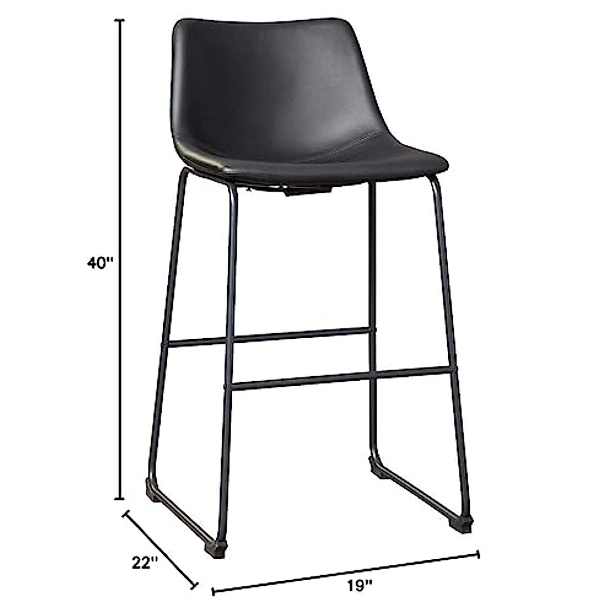 Signature Design by Ashley Centiar Urban Industrial 28.75" Pub Height Bucket Seat Barstool, 2 Count, Black