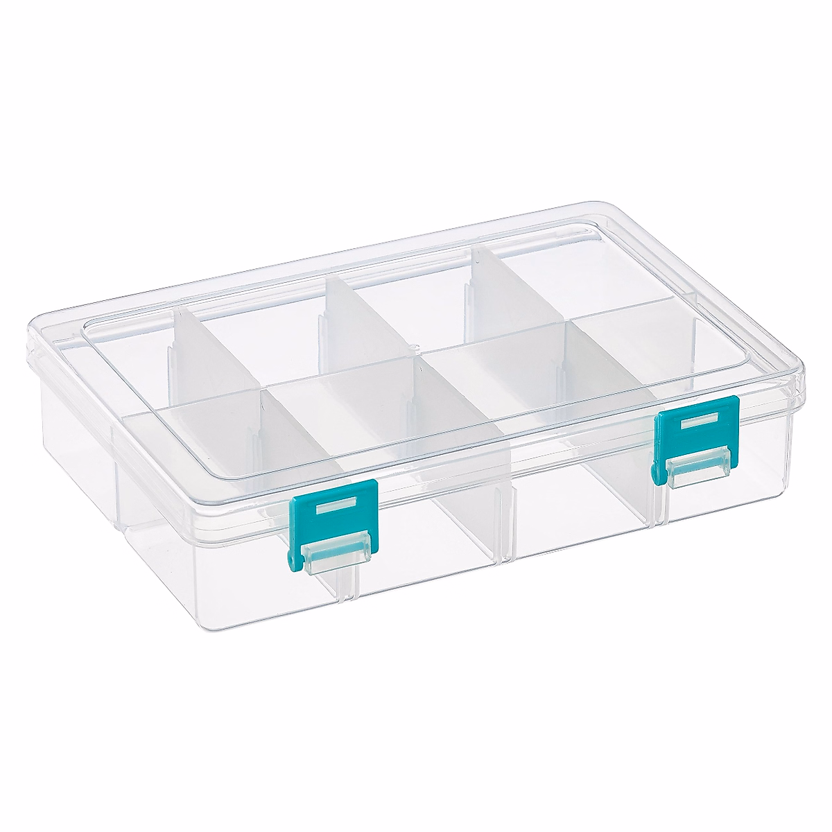 Simply Tidy 6 Pack: Clear & Turquoise 8-Compartment Storage Box by Bead Landing™